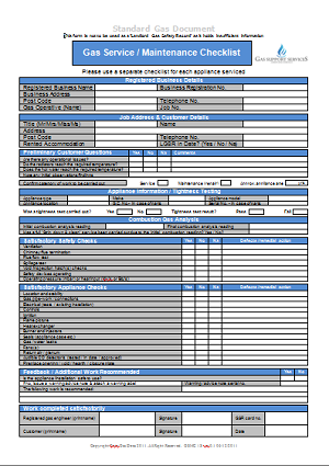 Gas Engineer Forms - Gas Support Services