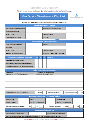 Gas Engineer Forms - Gas Support Services